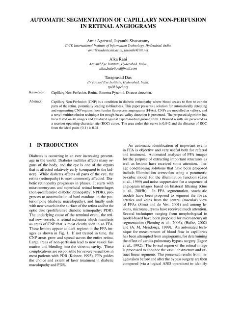 automatic segmentation of capillary non-perfusion in retinal ... - CVIT
