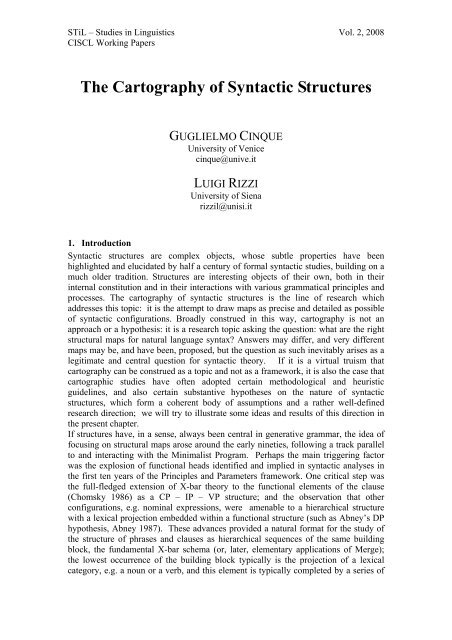 The Cartography of Syntactic Structures