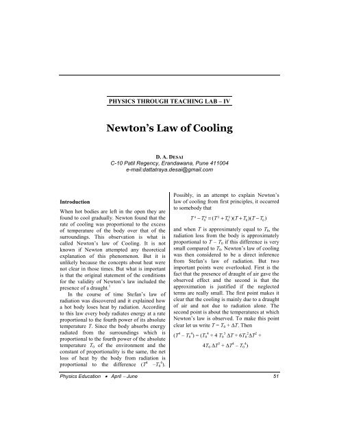 Newton's Law of Cooling