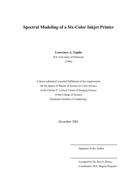 Spectral Modeling of Six-color Inkjet Printer - Art Spectral Imaging
