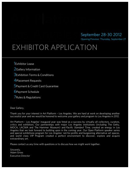 EXHIBITOR APPLICATION - Art Platform - Los Angeles
