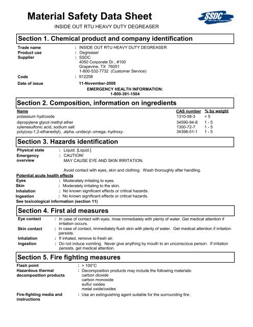Material Safety Data Sheet