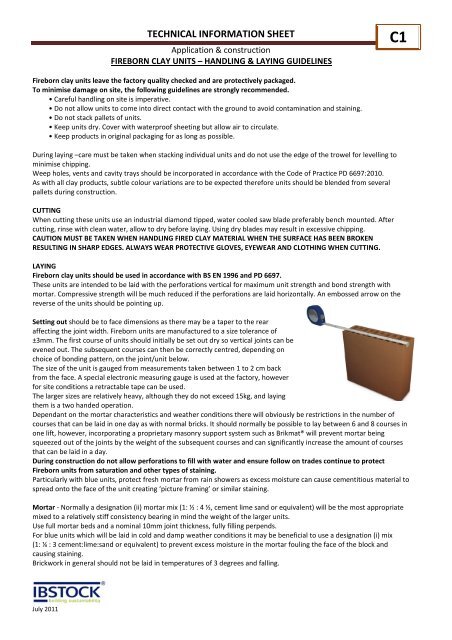 TECHNICAL INFORMATION SHEET - Ibstock