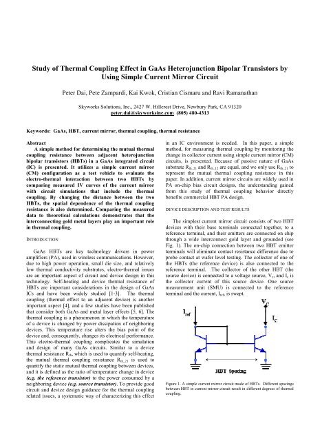 Study of Thermal Coupling Effect in GaAs ... - CS Mantech