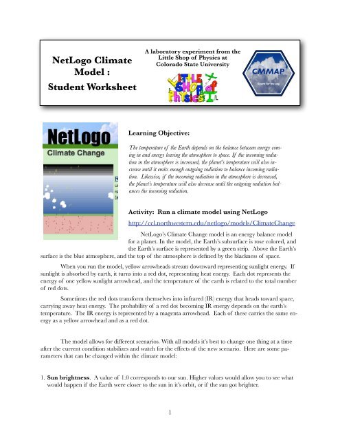 NetLogo Climate Model STUDENT WKSH-1 - cmmap