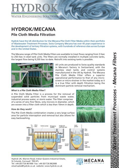 W astewater Treatment Processes - Mecana Filters - Hydrok UK
