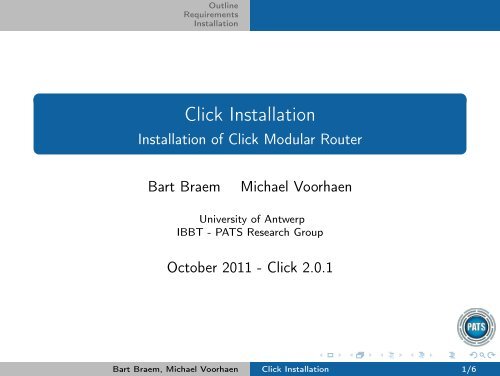 Click Installation Installation Of Click Modular Router Pats 4522