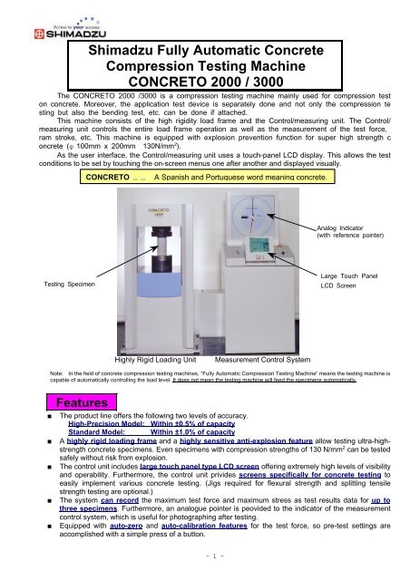 Shimadzu Fully Automatic Concrete Compression Testing Machine ...