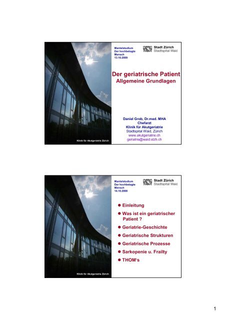 Der geriatrische Patient - Daniel Grob