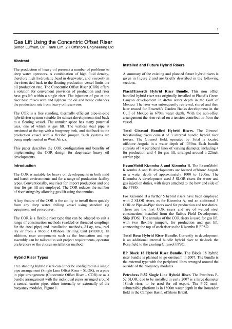 Gas Lift Using the Concentric Offset Riser - 2H Offshore
