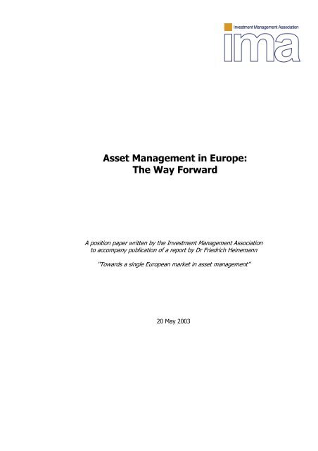 IMA Document - Asset Management in Europe - Investment ...