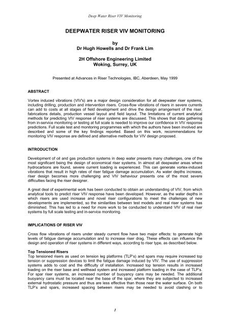 DEEPWATER RISER VIV MONITORING - Pulse Structural Monitoring