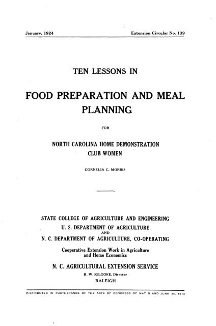 FOOD PREPARATION AND MEAL PLANNING - History