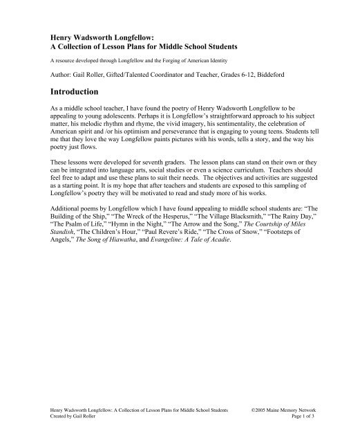 Introduction - Henry Wadsworth Longfellow