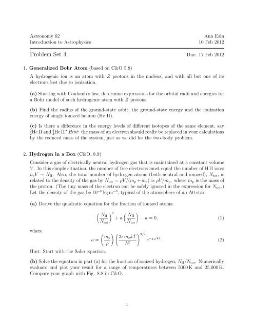 Problem Set 4 - HMC Physics