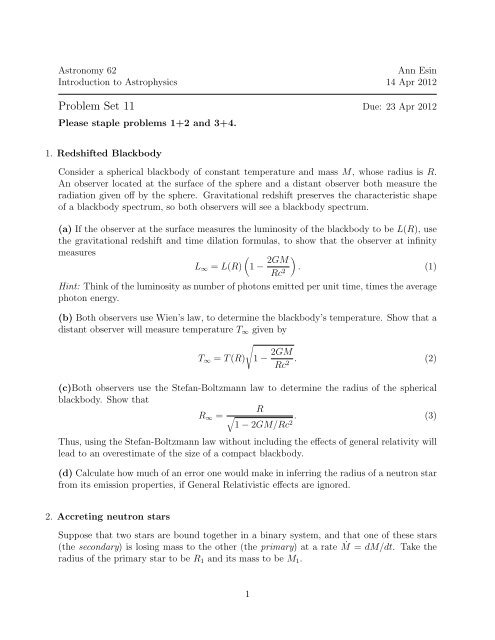Problem Set 11 - HMC Physics