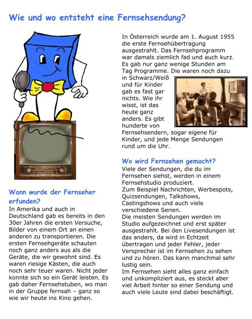 Wie und wo entsteht eine Fernsehsendung? - in der wissens.wert ...