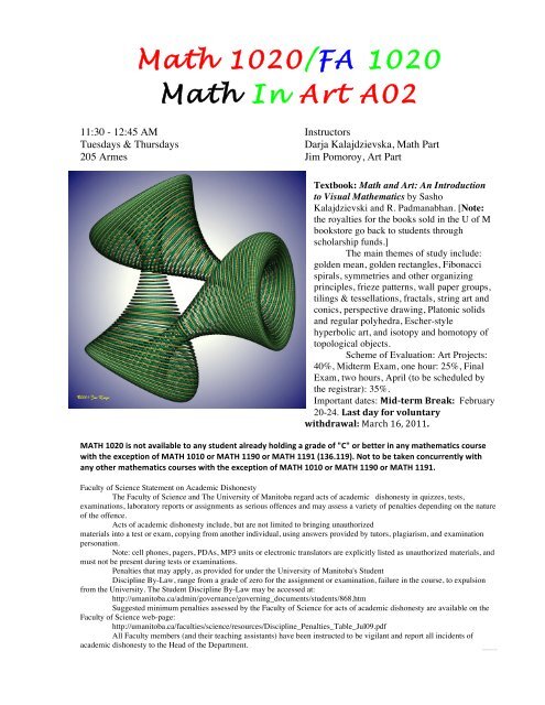 Math 1020/FA 1020 Math In Art A02 - University of Manitoba