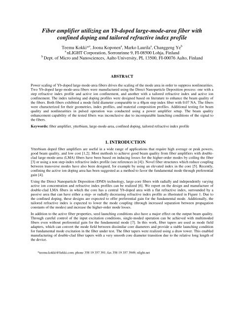 Advancements in Fiber Amplifiers - nLIGHT