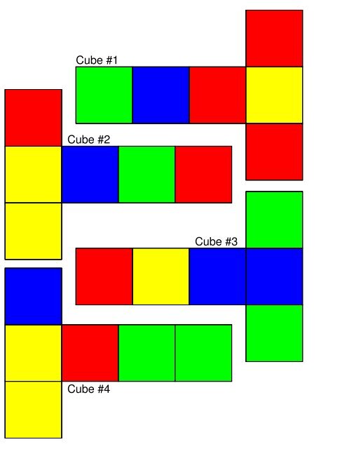 Instant Insanity cubes