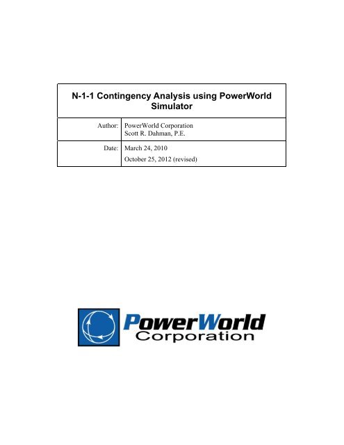 N-1-1 Contingency Analysis using PowerWorld Simulator