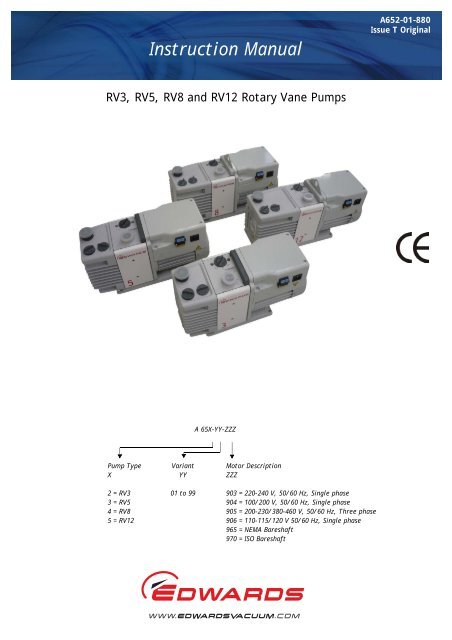Edwards RV3, 5, 8 and 12 Vacuum Pumps - manual - MechaTech ...