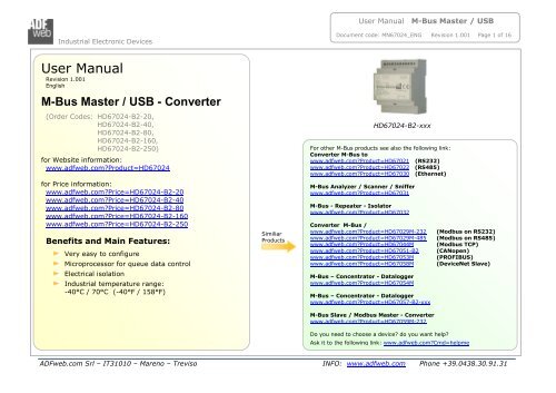 M-Bus Master / USB - ADFWeb.com