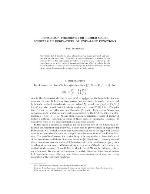 Distortion theorems for higher order Schwarzian derivatives of ...