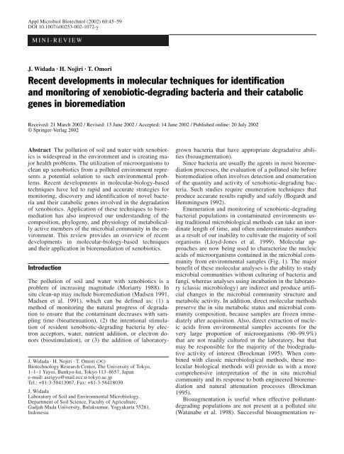 Recent developments in molecular techniques for identification and ...