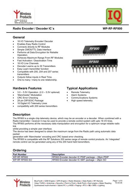 Datasheet - Wireless Products