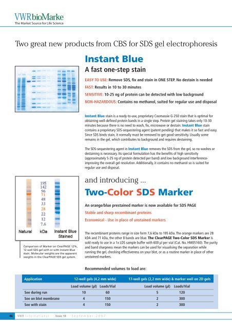 Instant Blue Two-Color SDS Marker - Vwr-cmd.com