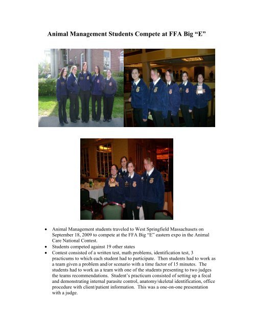 Animal Science Students Compete at FFA Big "E"