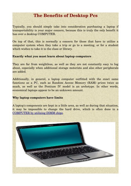 The Benefits of Desktop Pcs