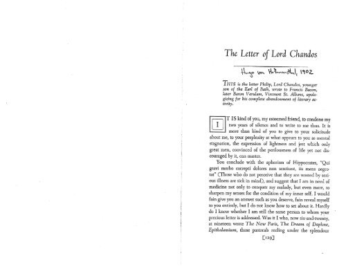 The Lord Chandos Letter Explained – CWPCHL