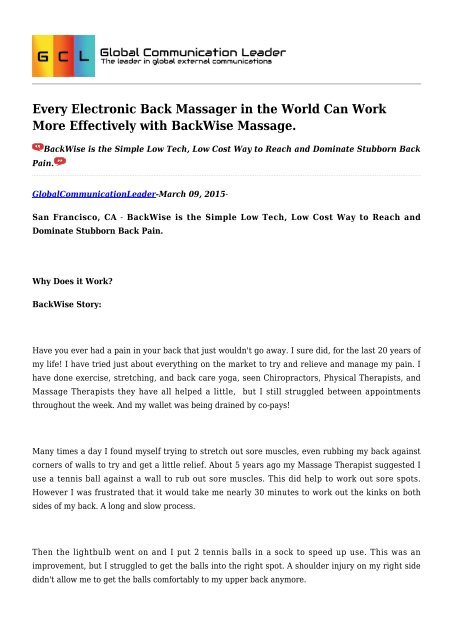Every Electronic Back Massager in the World Can Work More Effectively ...