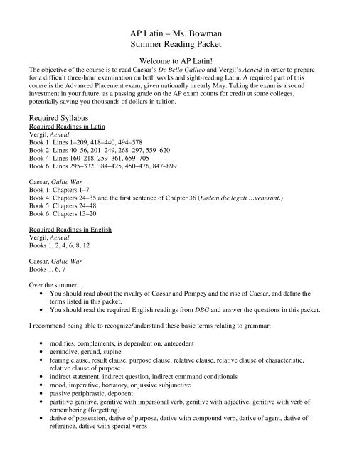 AP Latin - The Covenant School