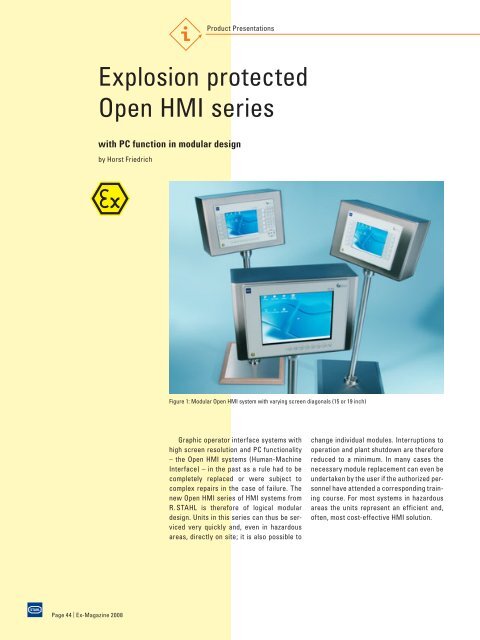 Explosion protected Open HMI series - r. stahl
