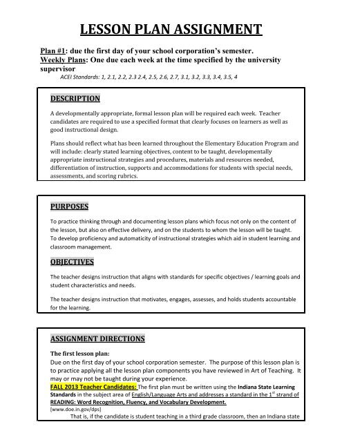 LESSON PLAN ASSIGNMENT