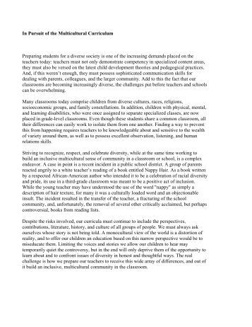 Kindergarden Multicultural Curriculum Lesson Plan - The School ...