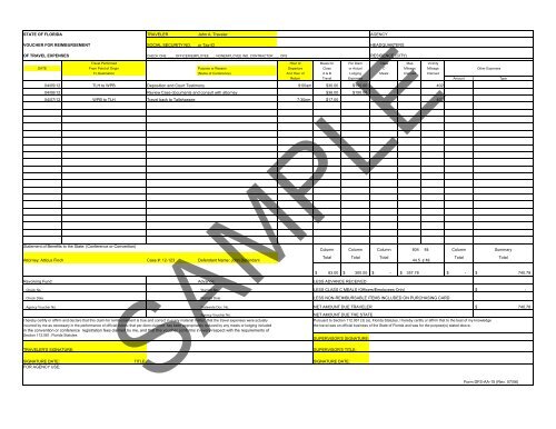 SAMPLE State Travel Voucher for Reimbursement