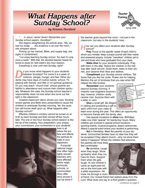 What Happens after Sunday School? - Word Aflame Publications