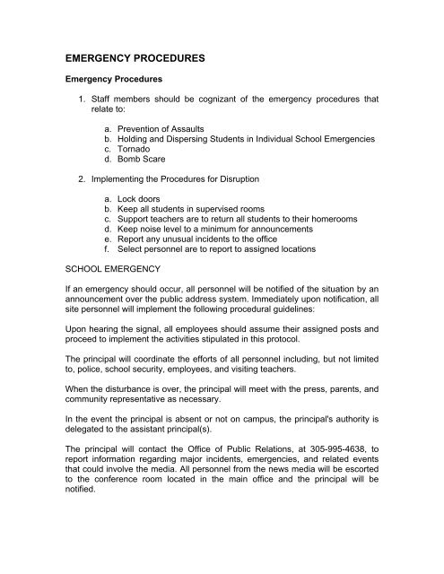 6.20 Emergency Procedures