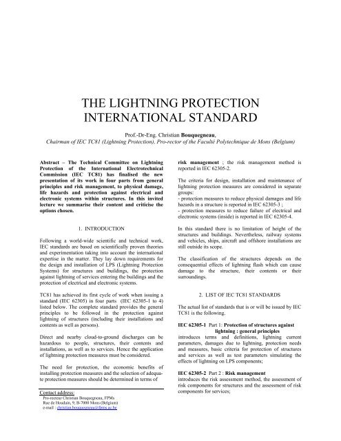 the lightning protection international standard - ICLP Centre