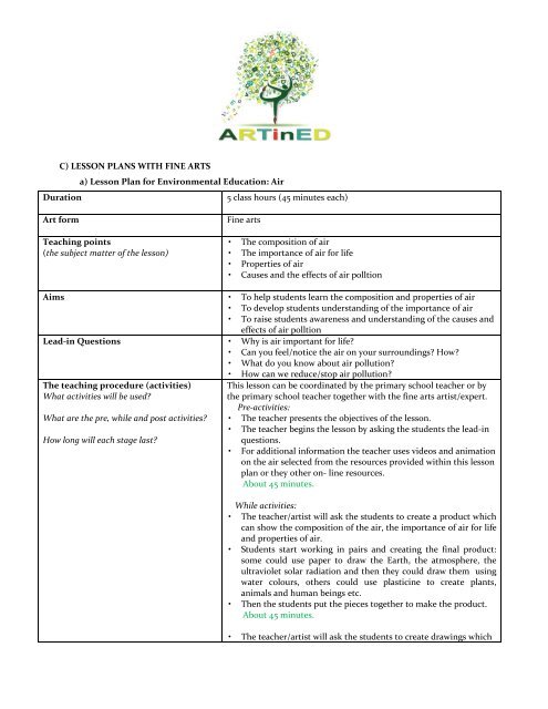 Lesson Plans For Art Class