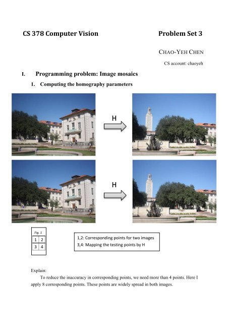 CS 378 Computer Vision Problem Set 3