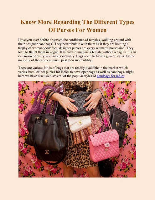 Know More Regarding The Different Types Of Purses For Women