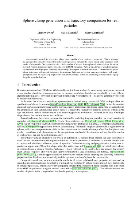 Sphere clump generation and trajectory comparison for real particles