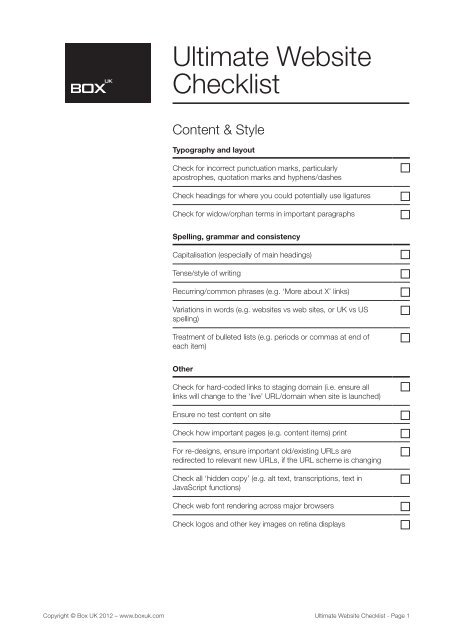 Ultimate Website Checklist