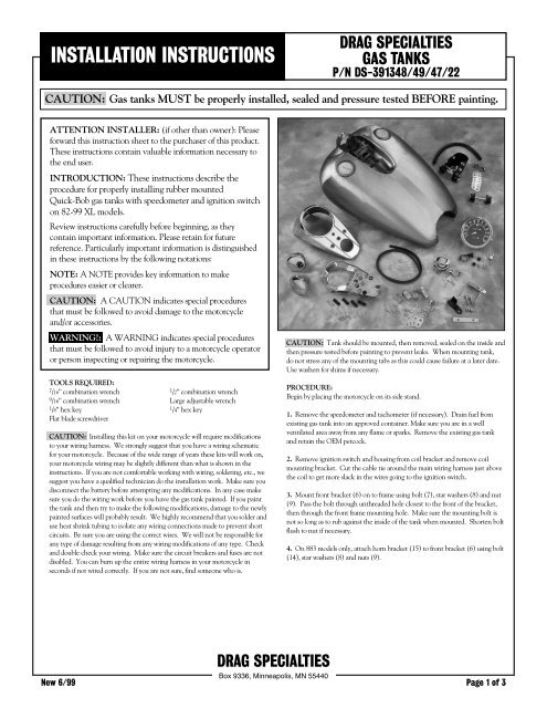 INSTALLATION INSTRUCTIONS