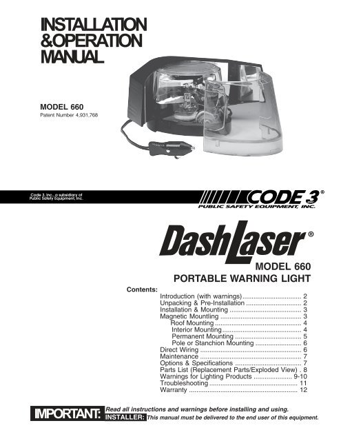 DashLaser Installation Guide - Code 3 Public Safety Equipment